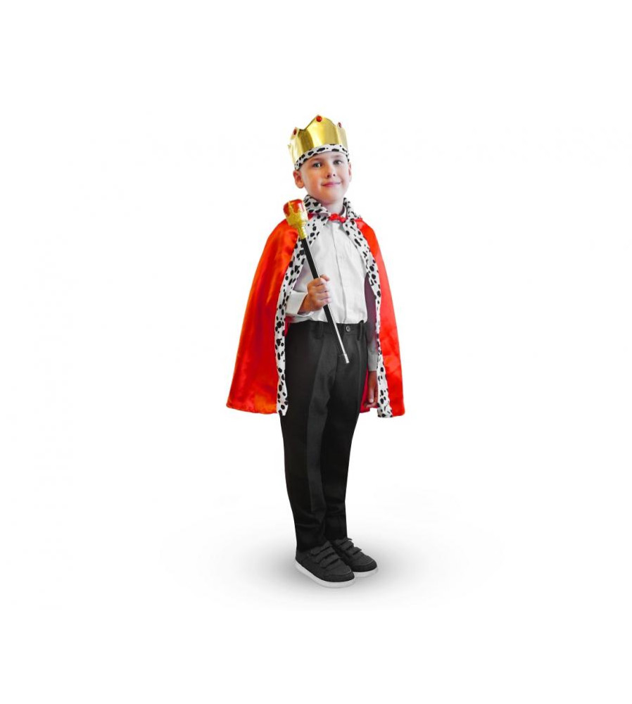 Costum carnaval Rege pentru copii cu pelerina, coroana si sceptru ...