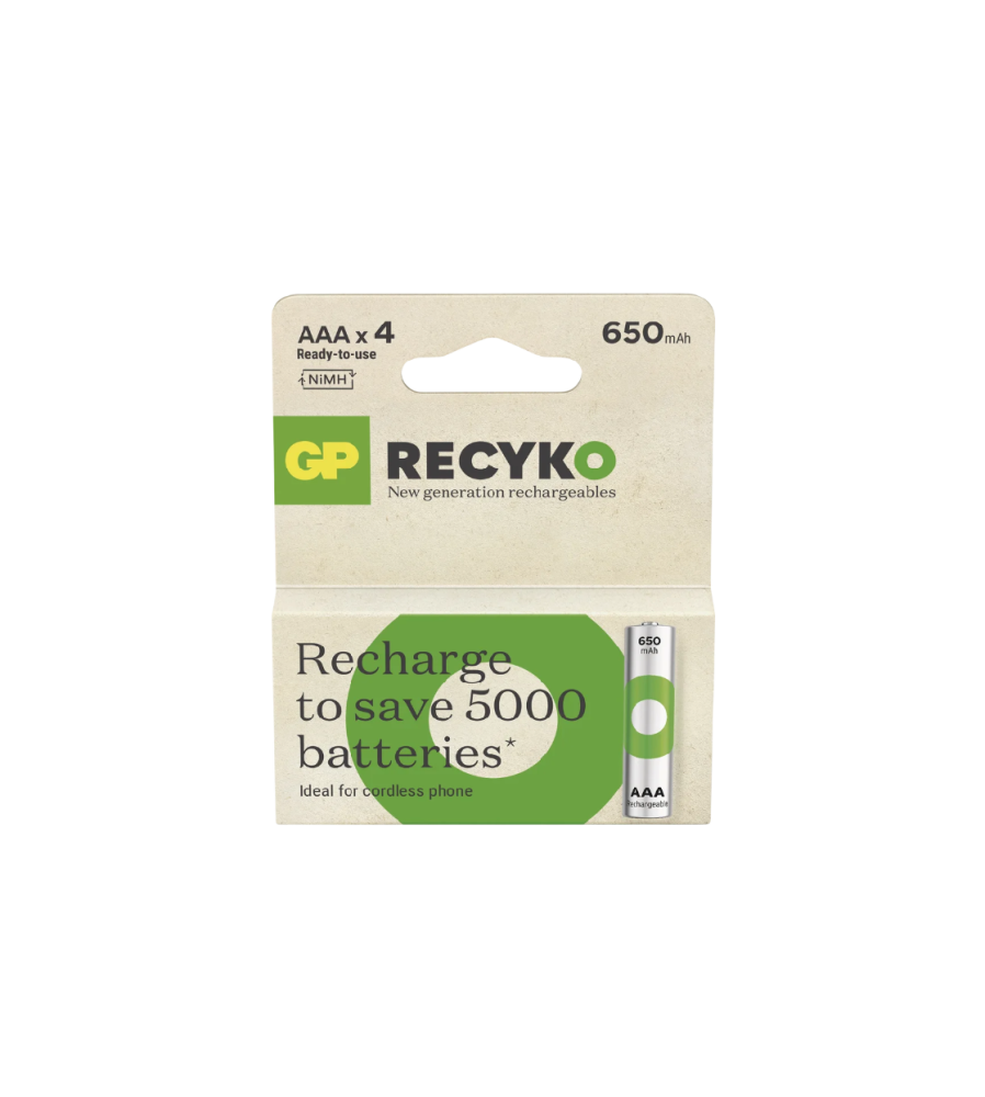 Set 4 baterii reincarcabile AAA / R03 Ni-MH GP ReCyko 650mAh