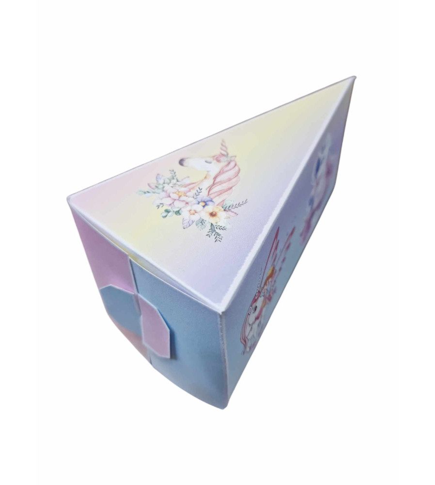 Cutie in forma de felie tort din carton 160 gr, model Unicorn, 12 x 7 x ...