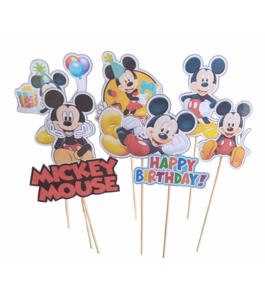 Set 8 toppere cu Mickey Mouse pentru torturi 5–10 cm